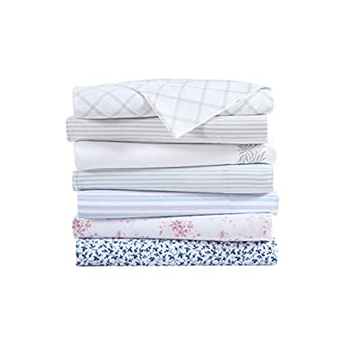 Laura Ashley Home - Queen Sheets, Soft Sateen Cotton Bedding Set - Sleek, Smooth, & Breathable Home Decor, Garden Muse Pink