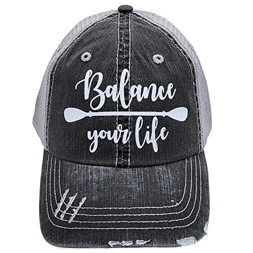 Women's Paddle Board Hats, Surfer Hats, Kayak Hats, Kayaking Hats, Paddling Hats Trucker Style Womens Hats (BHW-CP-Balance-Life)