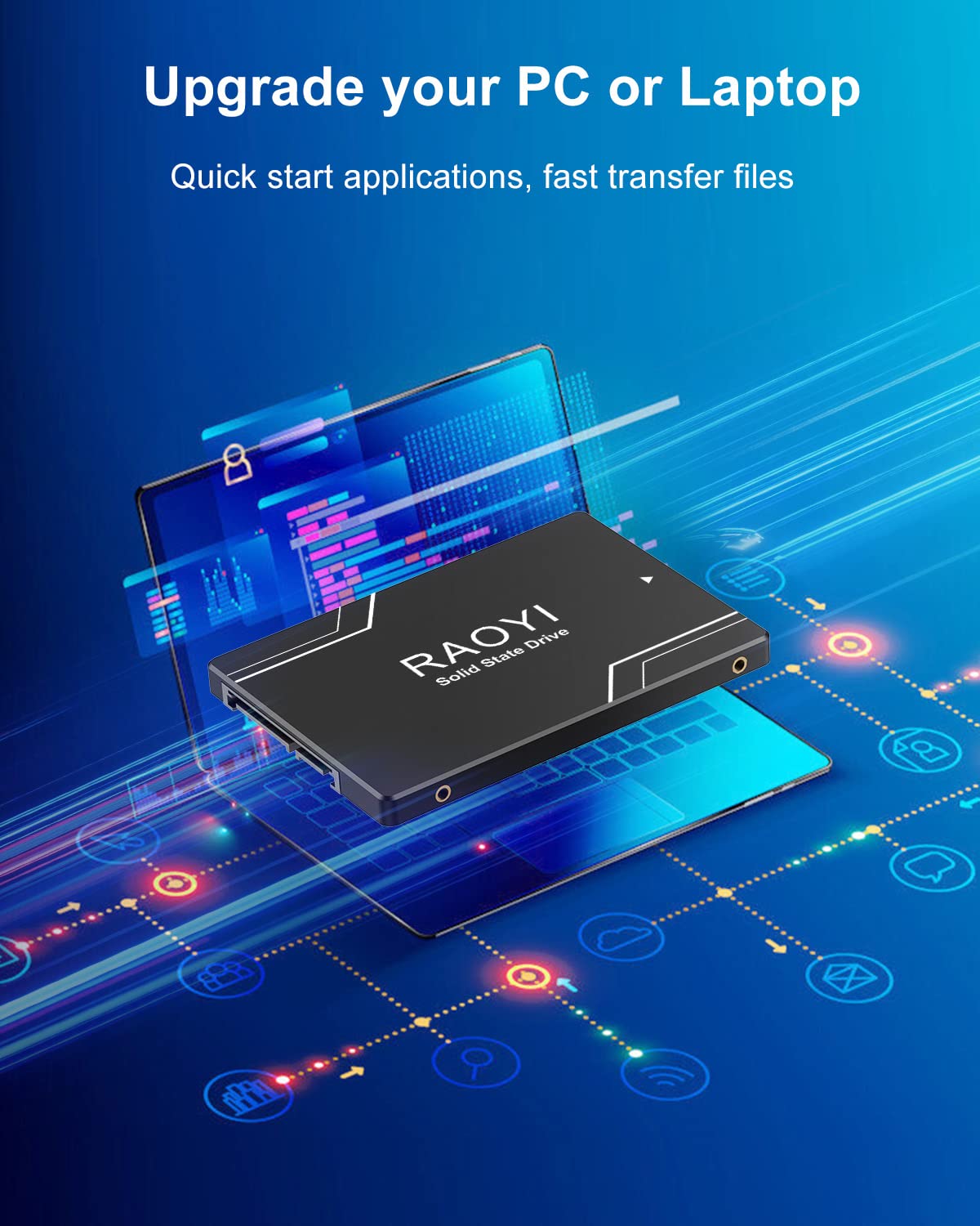 RAOYI 1TB Internal SSD SATA III 6Gb/s 2.5”Solid State Drive 3D NAND Flash Advanced SSD Hard Drive Up to 550MB/s SATA 3 SSD Upgrade Performance for PC Laptop