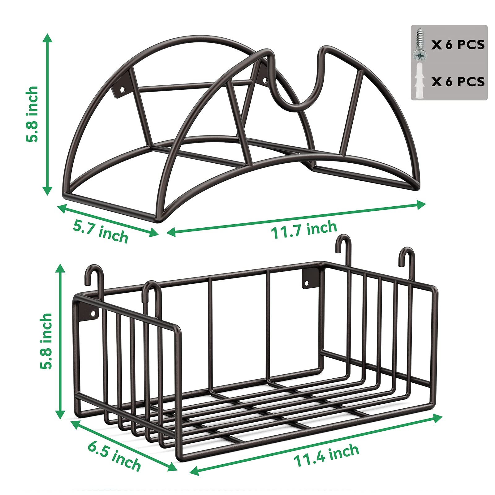 Lamir Heavy Duty Metal Water Hose Rack with Tool Basket, Brown, Outdoor Use