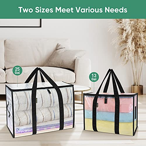 BALEINE 28 Gallon Moving Totes with Reinforced Handles, Heavy-Duty UnderBed Storage Bag for Moving Boxes, Clothes, Travel, Attics (6 Pack, White)