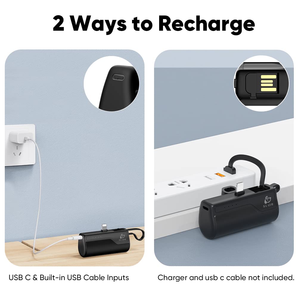 Gankoii iPhone Portable Charger 5000mAh, Mini Power Bank Battery Pack Phone Backup Charger, Small Portable Charger Compatible with iPhone 14/13/ 12/11/ XS Max/XR/X, AirPods, Black