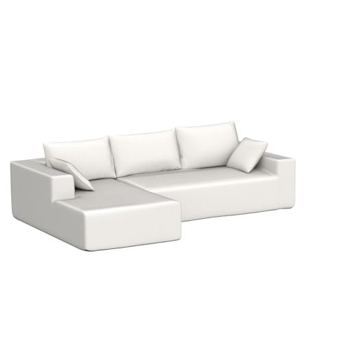 P PURLOVE Modular Sectional Living Room Sofa, Modern Minimalist Style Couch, Upholstered Sleeper Sofa, 2 PC Free Combination, L-Shape (Beige)