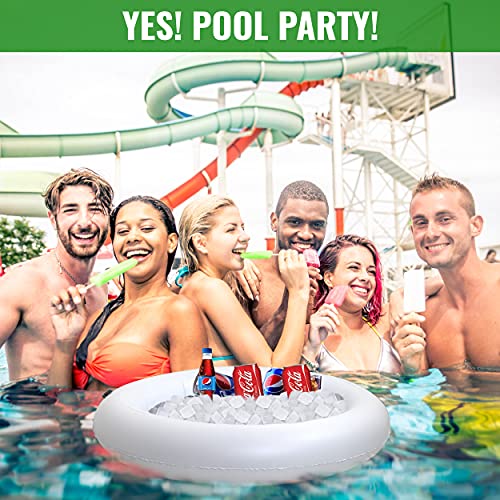 Outdoorwares inflatable Serving bar buffet - With Drain New INNOVATIVE VALVE For EASY Inflation/Deflation By Food & Drink Holder For Pool Picnics, Barbeques & Parties β 24" x 24" x 4" -2 Pack