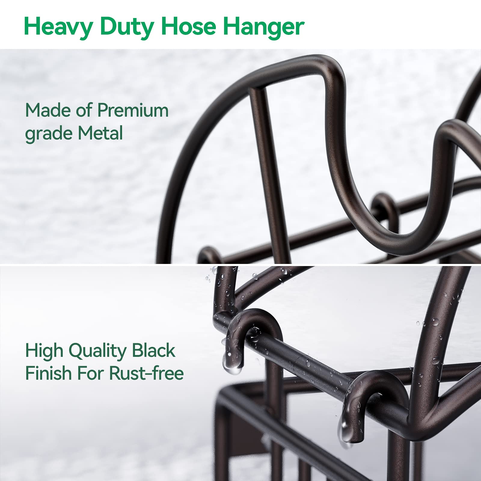 Lamir Heavy Duty Metal Water Hose Rack with Tool Basket, Brown, Outdoor Use