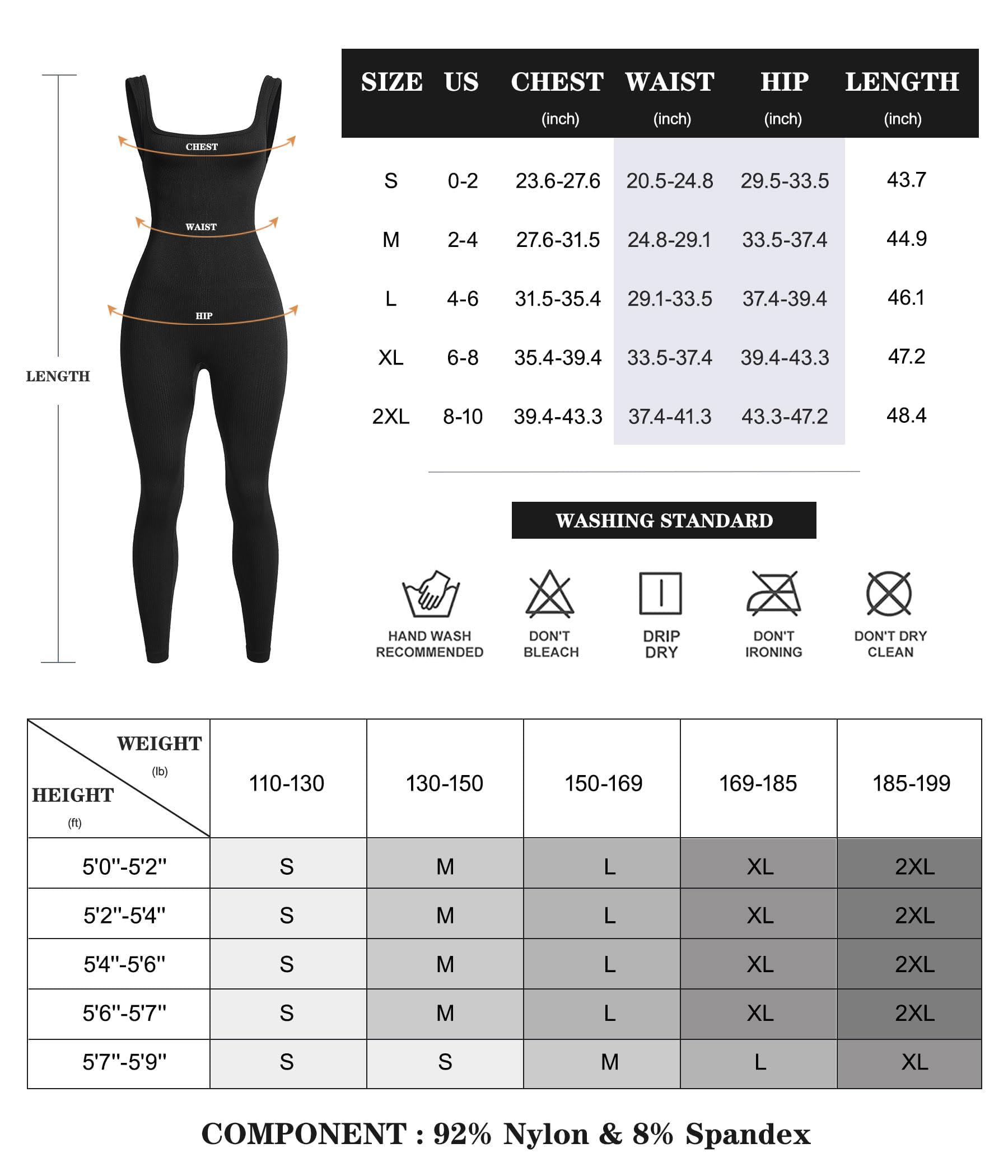 TrainingGirl Womens One Piece Workout Jumpsuits Square Neck Tank Tops Rompers Ribbed Sleeveless Exercise Unitard Yoga Bodycon (Black, Small)