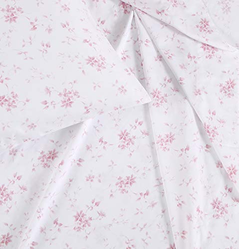 Laura Ashley Home - Queen Sheets, Soft Sateen Cotton Bedding Set - Sleek, Smooth, & Breathable Home Decor, Garden Muse Pink