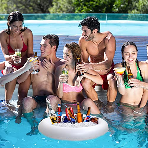 Outdoorwares inflatable Serving bar buffet - With Drain New INNOVATIVE VALVE For EASY Inflation/Deflation By Food & Drink Holder For Pool Picnics, Barbeques & Parties β 24" x 24" x 4" -2 Pack