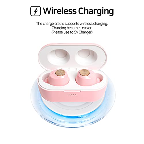 Summonerbuds NABI Pink Bluetooth 5.0 True Wireless Earbuds IPX5 Waterproof, in-Ear Earphones with Microphone, Wireless Chargable
