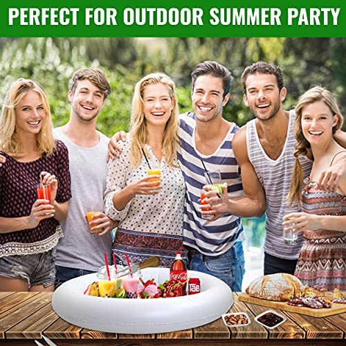 Outdoorwares inflatable Serving bar buffet - With Drain New INNOVATIVE VALVE For EASY Inflation/Deflation By Food & Drink Holder For Pool Picnics, Barbeques & Parties β 24" x 24" x 4" -2 Pack