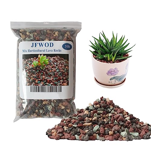 JFWOD 3lb Succulent and Cactus Soil Bonsai Gritty Mix 6-9mm Small Horticultural Lava Rocks for Fairy Garden, Terrarium, DIY Projects, Top Dressing Fast Draining Prevent Over Water