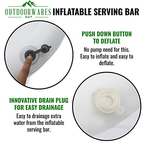 Outdoorwares inflatable Serving bar buffet - With Drain New INNOVATIVE VALVE For EASY Inflation/Deflation By Food & Drink Holder For Pool Picnics, Barbeques & Parties β 24" x 24" x 4" -2 Pack