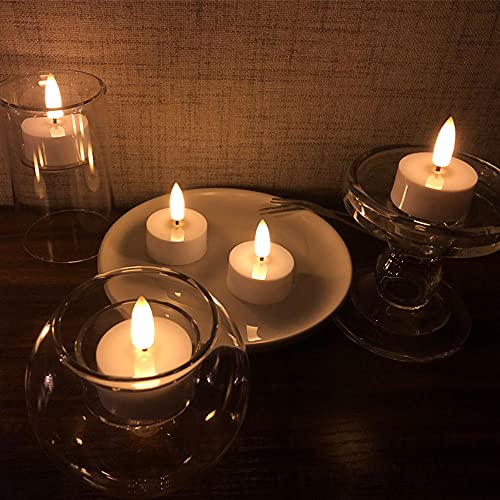 Actpe LED Tea Light Candles with Timer Flickering Flame, 12pcs Battery Operated Realistic Bright Unscented Tea Light Fake Candles for Romantic Wedding Home Xmas Decor Birthday Halloweens, Warm White