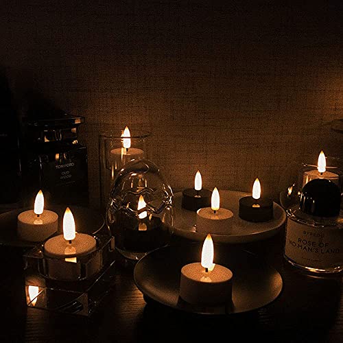 Actpe LED Tea Light Candles with Timer Flickering Flame, 12pcs Battery Operated Realistic Bright Unscented Tea Light Fake Candles for Romantic Wedding Home Xmas Decor Birthday Halloweens, Warm White