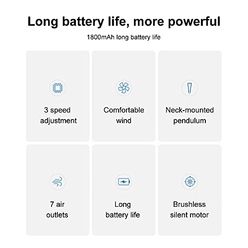 VR-robot Portable Hanging Neck Fan, Hands Free Air Cooler USB Rechargeable Personal Wearable Cooling Neck Fan, Adjustable Lanyard 3 Speed Mini Handheld Fan for Office,Camping,Travel,Outdoor