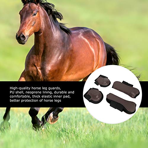 Horse Leg Protector PU Horse Front Hind Leg Boots Horse Riding Boots Pony Shock Absorbing Show Competition Leg Protection[Brown L] Hip & Joint Care