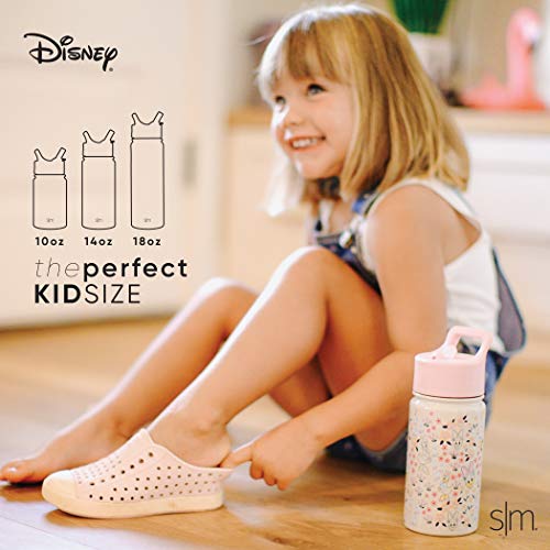 Simple Modern Disney Princesses Kids Water Bottle with Straw Lid | Reusable Insulated Stainless Steel Cup for School | Summit Collection | 14oz, Princess Rainbows