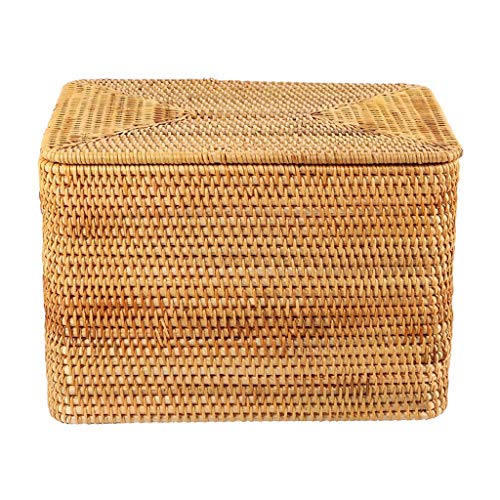 WSZJJ Laundry Basket Rattan Woven Storage Basket Handmade Large Capacity Portable Clothing Storage Box Household,36X26X24cm
