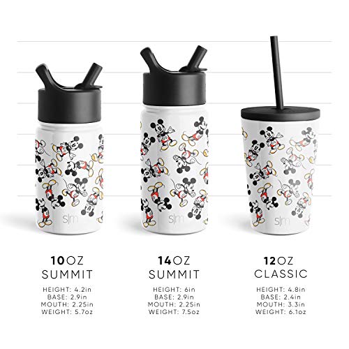 Simple Modern Disney Princesses Kids Water Bottle with Straw Lid | Reusable Insulated Stainless Steel Cup for School | Summit Collection | 14oz, Princess Rainbows