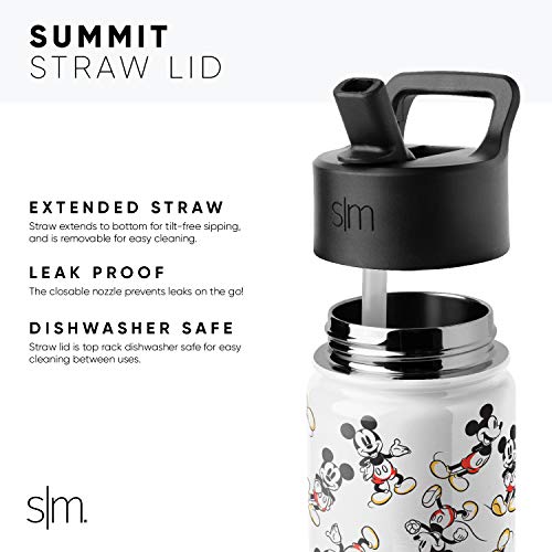 Simple Modern Disney Princesses Kids Water Bottle with Straw Lid | Reusable Insulated Stainless Steel Cup for School | Summit Collection | 14oz, Princess Rainbows
