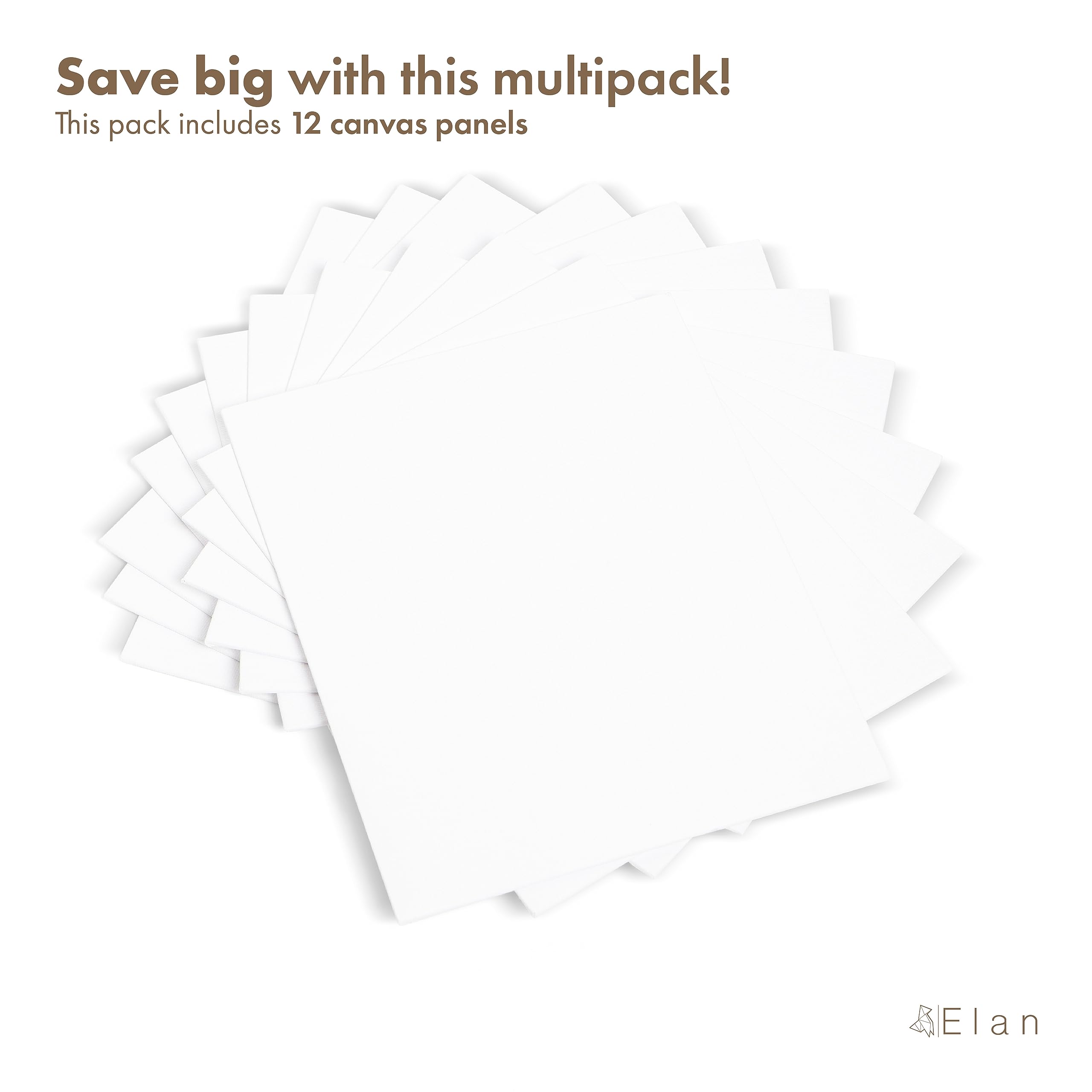 Elan Cotton Canvas Panels 8x10, 12-Pack Canvas Boards for Painting, Painting Canvas, Canvases for Painting, Art Board Bulk, Art Canvas Board, Blank Canvas Panel, Plain Canvas Board Art Canvas Panels