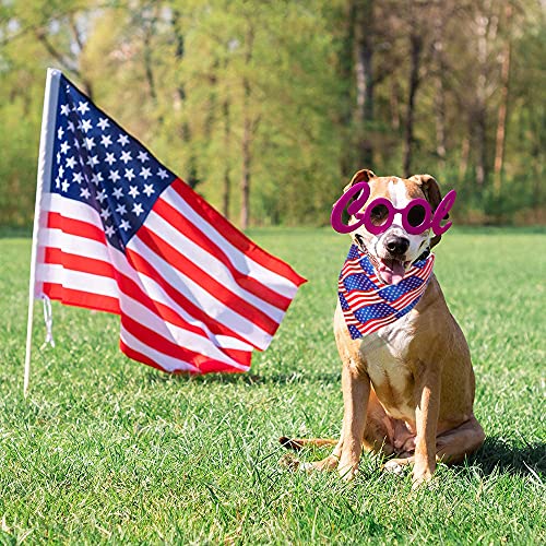 ADOGGYGO 4 Pack American Flag Dog Bandana Triangle Dog Scarf 4th of July Bandana for Small Medium Dogs Pets