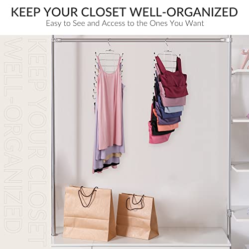 ZEDODIER Tank Tops Hangers,Bra Hanger 2 Pack Metal Space Saving Hanger Closet Organizer for Tank Tops, Bras, Camisoles, Scarfs or Belts