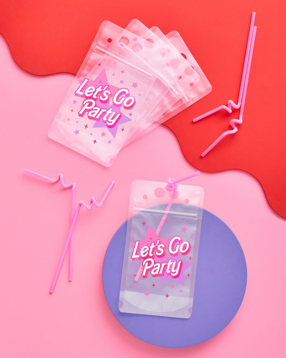 xo, Fetti Let's Go Party Pink Drink Pouches - 16 count | Pink Birthday Party, Bachelorette Drinkware, Cute Party Cups
