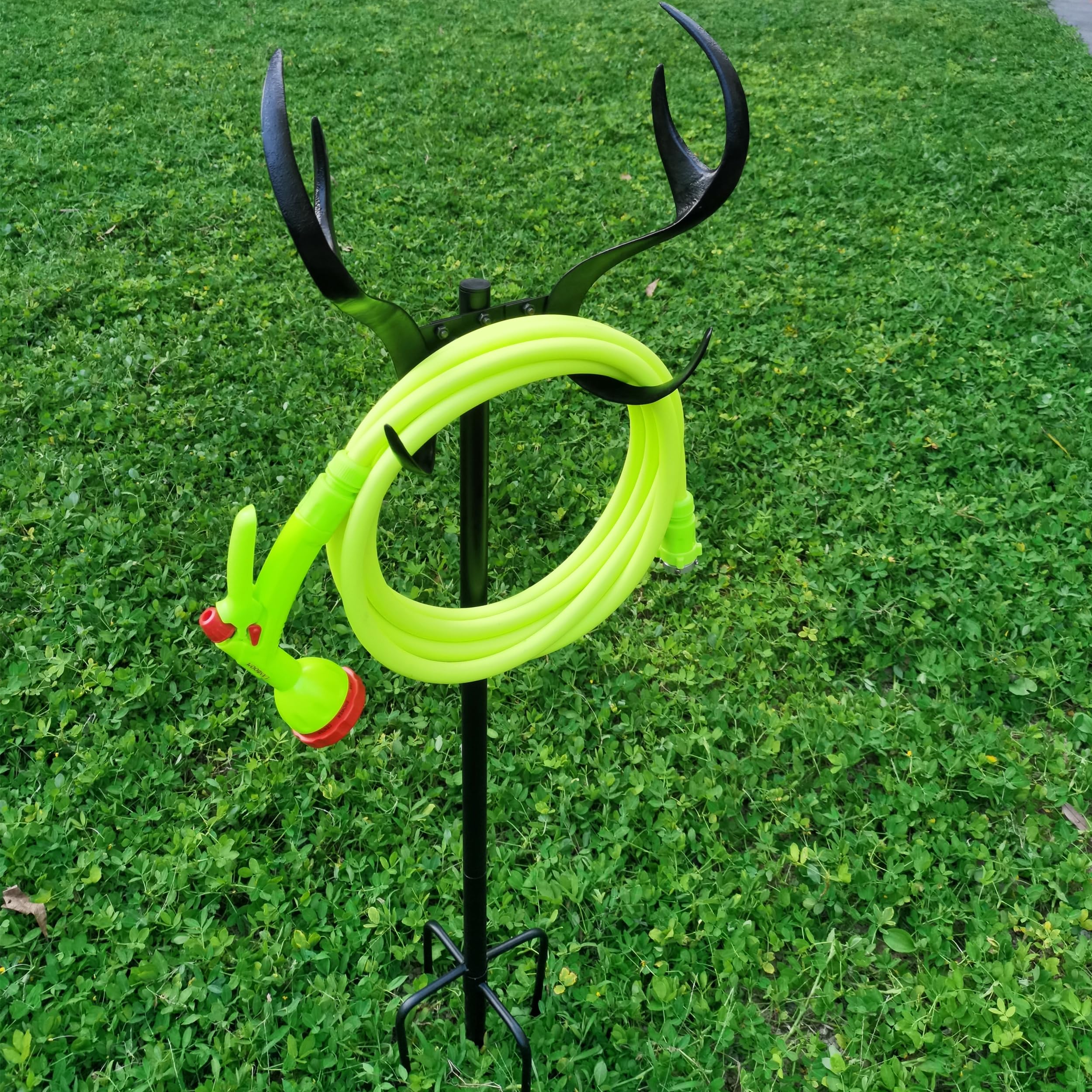 BSTWISH Iron Antler Hose holder - Decorative Hose Butler Hose Reel - Antler Hose Stand Hanger, Heavy Duty Reindeer Water Hose Rack