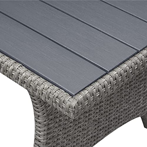 FANYE 5 Pieces All Weather Outdoor Patio Furniture Conversation Sets PE Wicker Rattan Sectional Couch Include 1 Table, 2 Sofas, 2 Ottomans and 3 Pillows Corner, Dark Gray