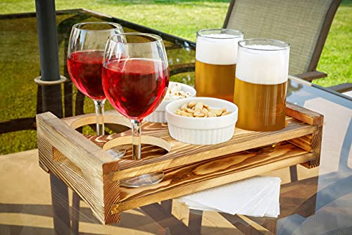 Mloxy Whiskey Glass Server Universal | Drink Carrier Six Glass Holder| Rustic Wood Bar Serving Tray | Server Tray for Home & Bars | 13.5x8x3β Bar Tray | Whiskey Serving Tray | Drink Caddy