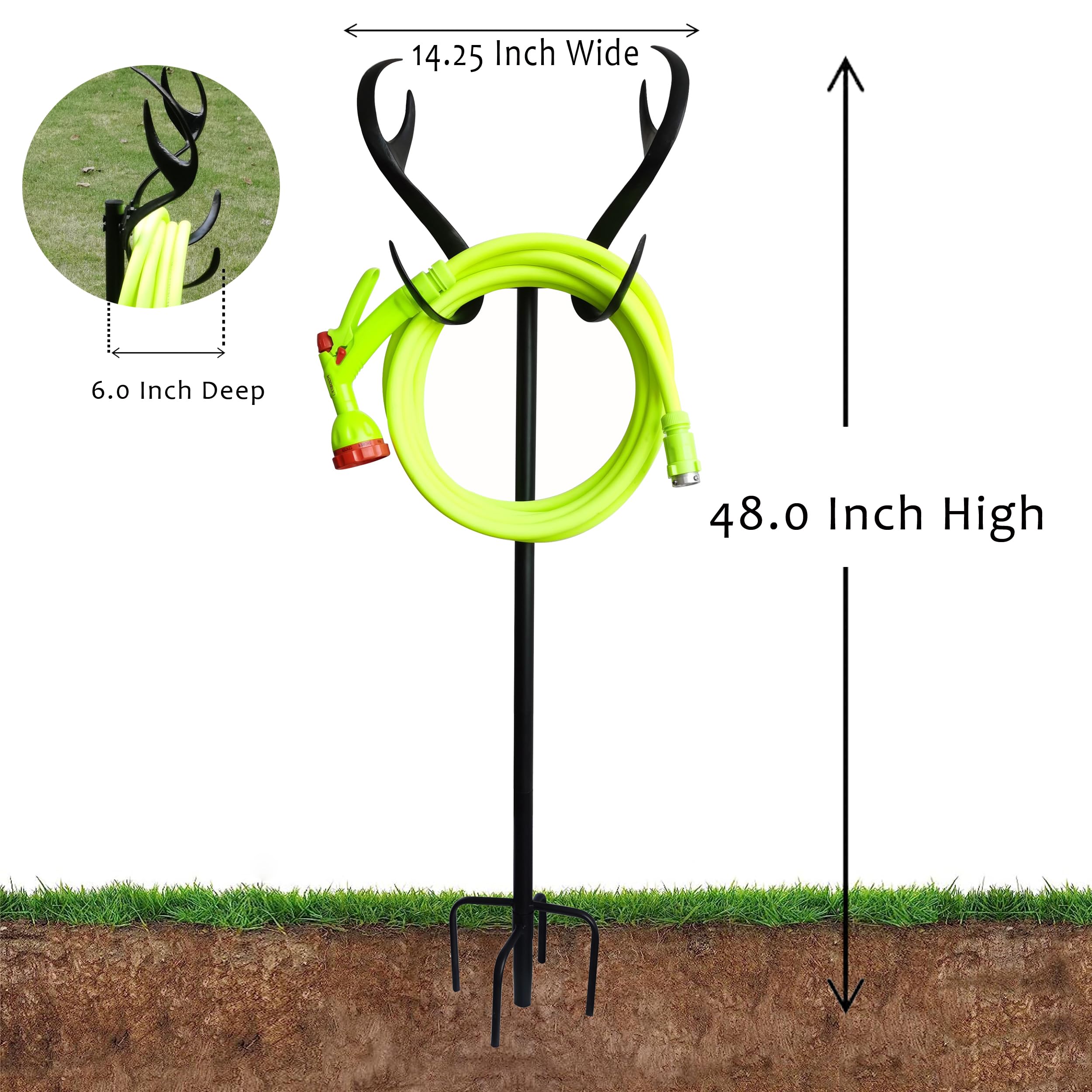 BSTWISH Iron Antler Hose holder - Decorative Hose Butler Hose Reel - Antler Hose Stand Hanger, Heavy Duty Reindeer Water Hose Rack
