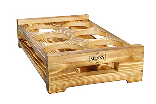 Mloxy Whiskey Glass Server Universal | Drink Carrier Six Glass Holder| Rustic Wood Bar Serving Tray | Server Tray for Home & Bars | 13.5x8x3β Bar Tray | Whiskey Serving Tray | Drink Caddy