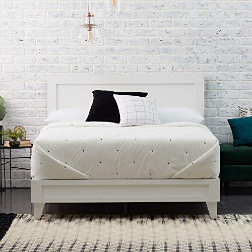 Edenbrook Delta Twin Bed Frame with Headboard – No Box Spring Needed – Compatible with All Mattress Types – Wood Slat Support – Twin Size Wood Platform Bed Frame – White