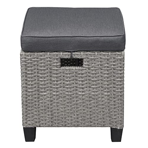 FANYE 5 Pieces All Weather Outdoor Patio Furniture Conversation Sets PE Wicker Rattan Sectional Couch Include 1 Table, 2 Sofas, 2 Ottomans and 3 Pillows Corner, Dark Gray