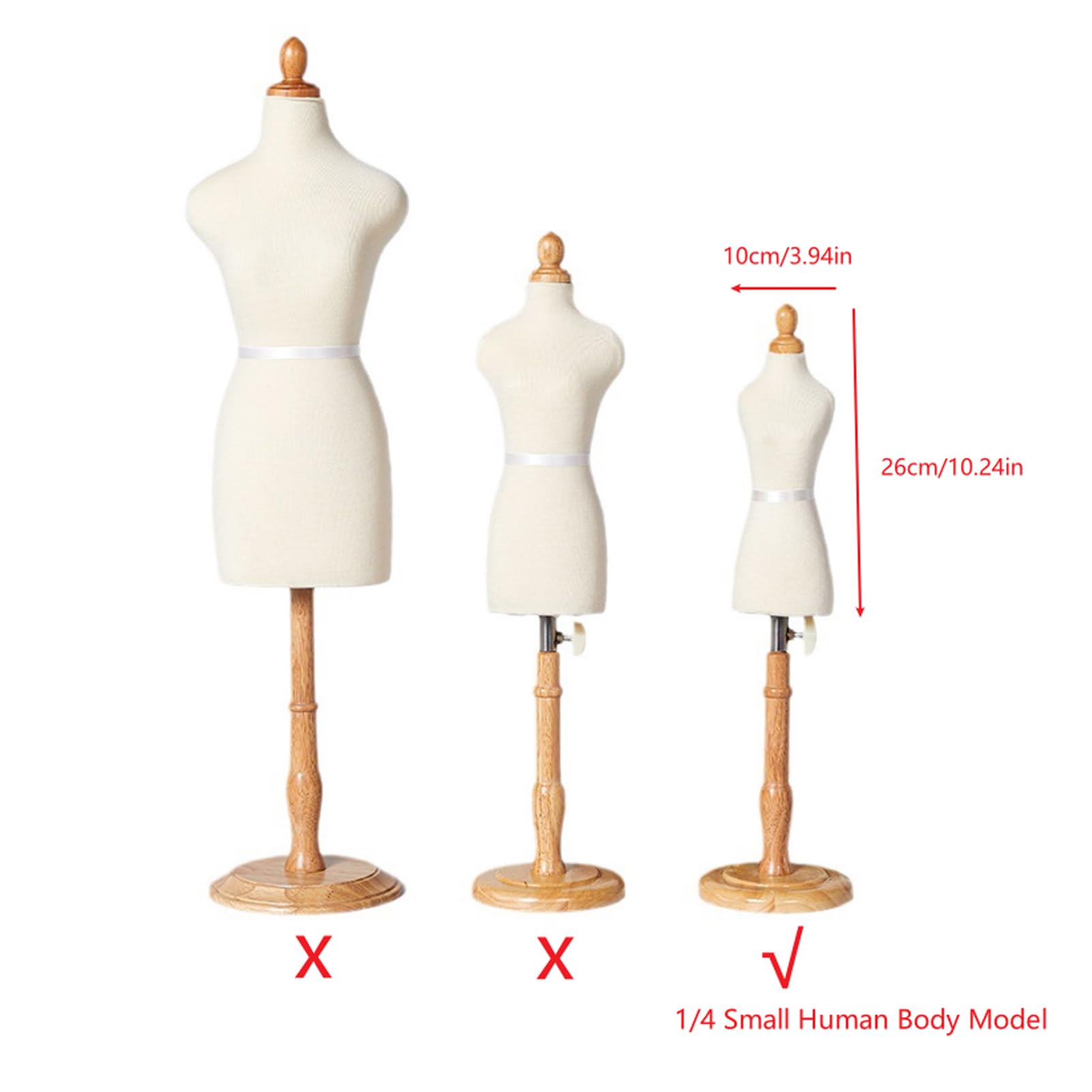 Female Dress Form Teacups Dressmaker Beech Wood Sewing Dress Form with Wooden Base for Clothing Display