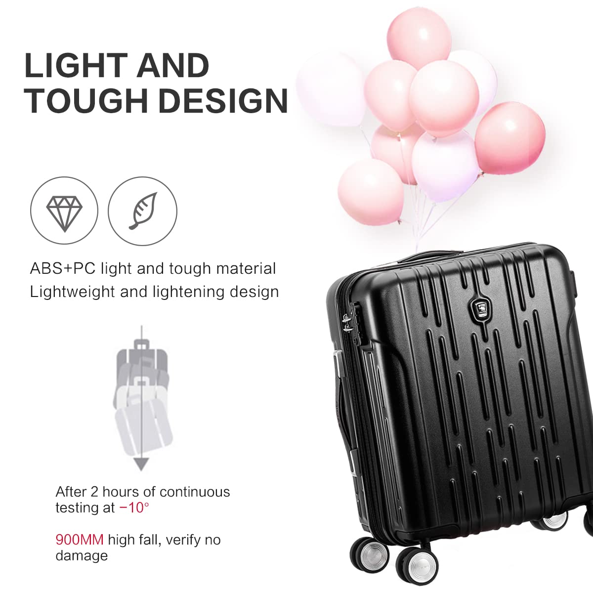 OIWAS Carry on Luggage with TSA Lock, Space Widening Horizontally Travel Suitcase, 8 Spinner Wheels Carry on Suitcase for Outdoor Travel Business Weekender(black, 2-Piece Set(20/26))