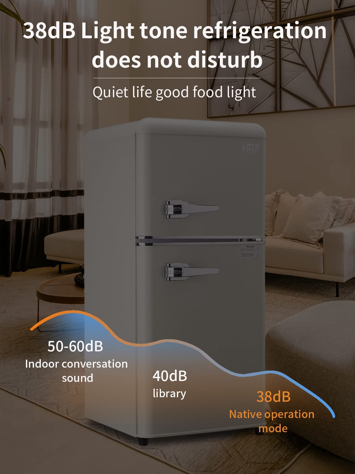 KRIB BLING 3.5 Cu.Ft Compact Refrigerator Mini Fridge with Freezer,7 Level Adjustable Thermostat Removable Shelves Small Refrigerator for Office Dorm Apartment White, Cream (KB02 FLS-80-CREAM)