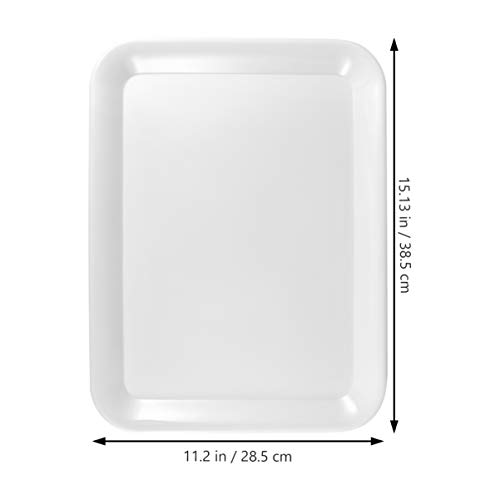 FRCOLOR Melamine Serving Tray Rectangular Platter Shatter- Proof Fruit Cake Bread Plate Appetizer Platter for Breakfast Buffets Party Supplies (White)