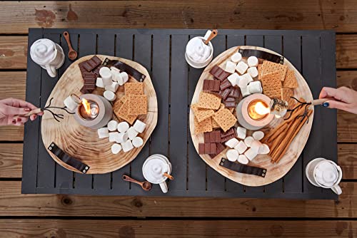 Mud Pie Round Wood Serving Platter, Brown, 20" Dia