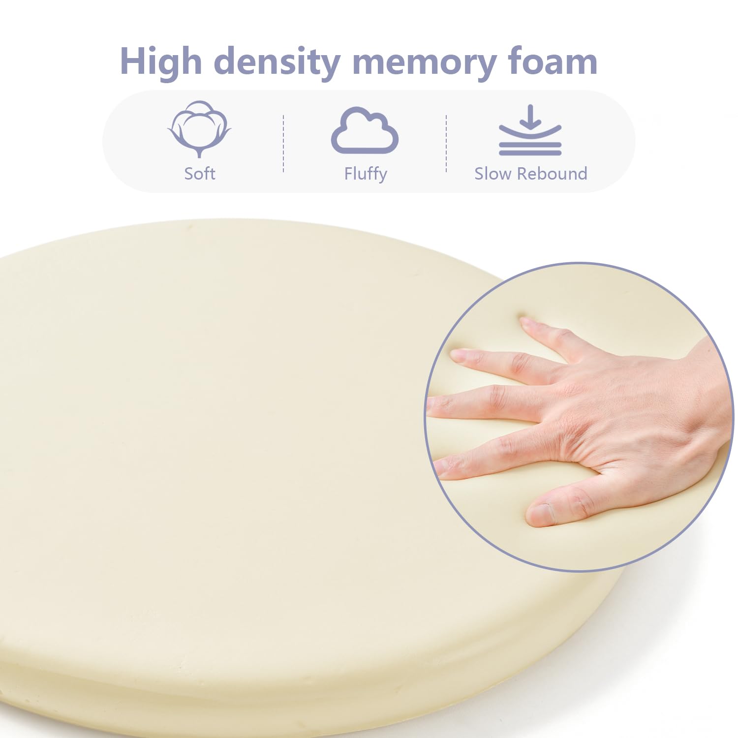 Gumcoly 14" Memory Foam Chair Cushion, Round Seat Cushion, Circle Stool Cushion with Removable Cover, Kitchen Dining Chair Pad Blue