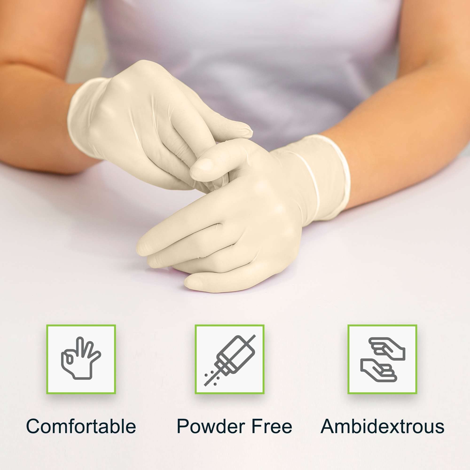 FifthPulse Medical Examination Latex Gloves X Small - 50 Count - Powder Free - Extra Thick 4.5 Mil - Natural Color - Non Sterile Disposable Gloves