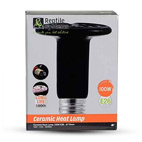 Reptile Systems Ceramic Heat Emitter (Che), 100W – Reptile, Amphibian, Mammal & Baby Chick: Heat Basking for Terrariums, Vivariums, Paludariums, Enclosures & Cages