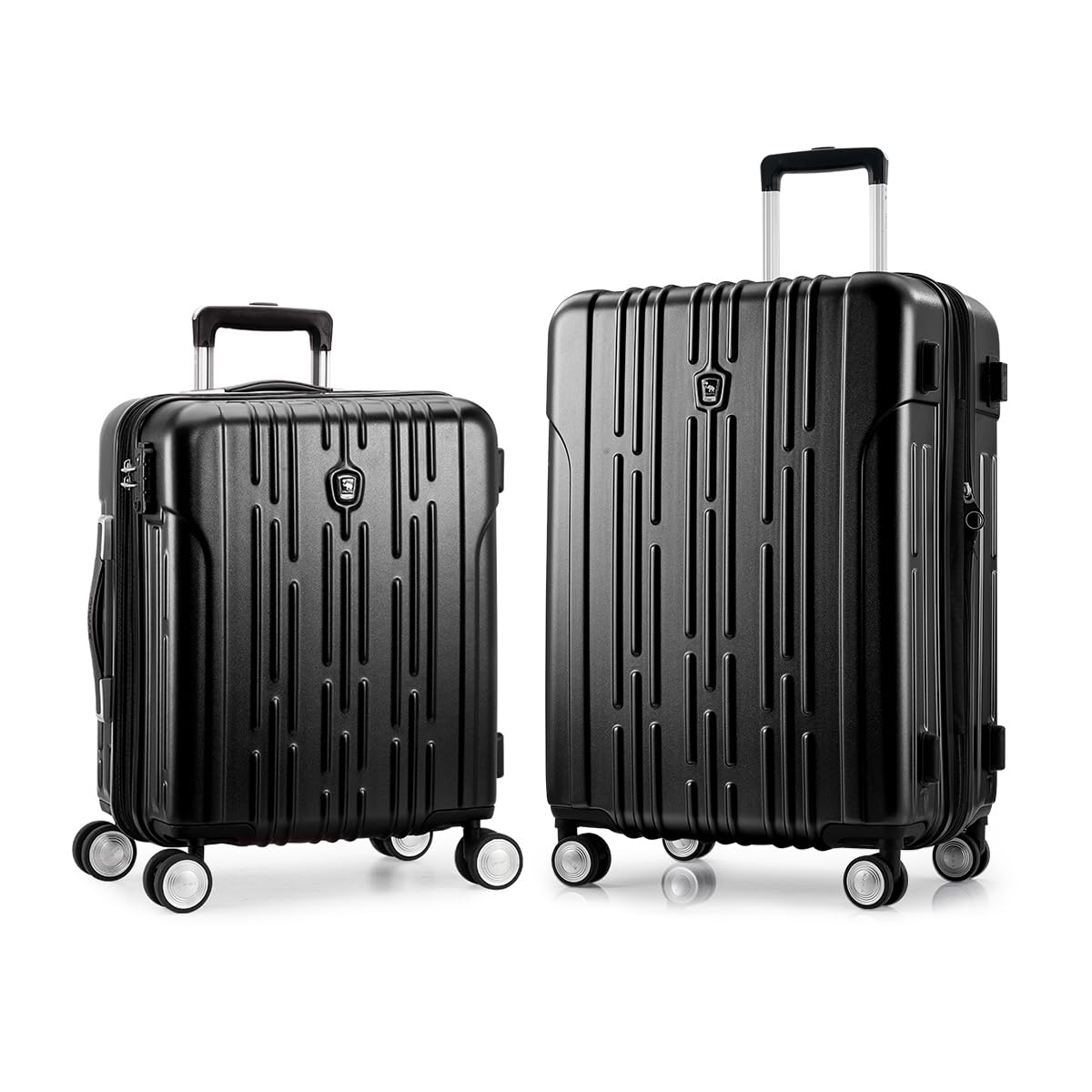 OIWAS Carry on Luggage with TSA Lock, Space Widening Horizontally Travel Suitcase, 8 Spinner Wheels Carry on Suitcase for Outdoor Travel Business Weekender(black, 2-Piece Set(20/26))