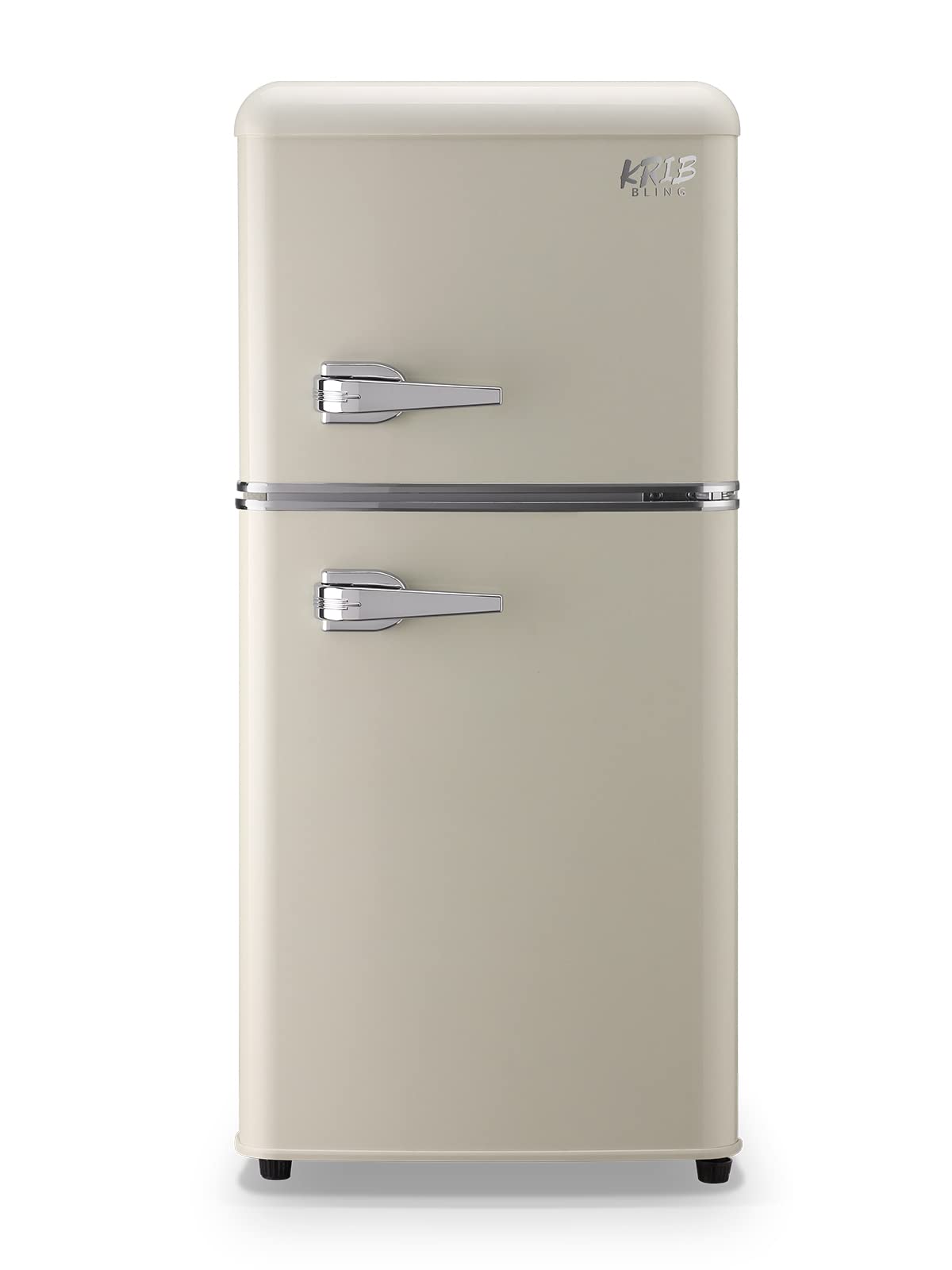 KRIB BLING 3.5 Cu.Ft Compact Refrigerator Mini Fridge with Freezer,7 Level Adjustable Thermostat Removable Shelves Small Refrigerator for Office Dorm Apartment White, Cream (KB02 FLS-80-CREAM)