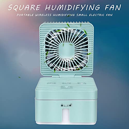 ZZCC USB Air Circulator Fan Mini Misting Fans Rechargeable Fold Ultra-light Portable 3 Speeds Modes, for Bedroom Livingroom Office (Blue)