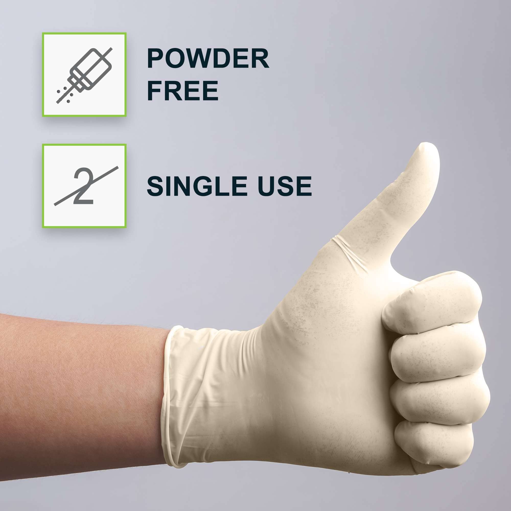 FifthPulse Medical Examination Latex Gloves X Small - 50 Count - Powder Free - Extra Thick 4.5 Mil - Natural Color - Non Sterile Disposable Gloves