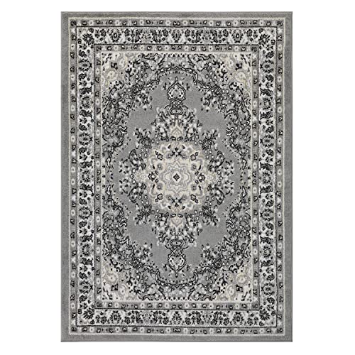Antep Rugs Oriental 8x10 Traditional Medallion Indoor Area Rug Siesta (Gray Beige, 7'10" x 10')