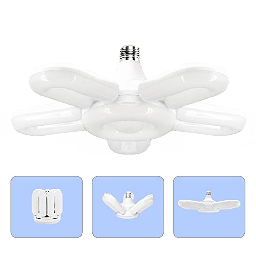 Deformable U-Shaped LED Garage Light, 60W Energy-Saving LED Ceiling Lights, 6500LM Bright Workbench Light with 5 Adjusted Led Light Panels, E26/E27 Basement Led Shop Lights for Workshop, Basement