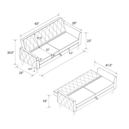 CosmoLiving by Cosmopolitan Liberty Futon with Storage, Light Gray